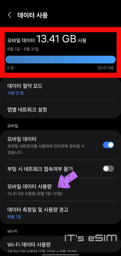 해외여행 로밍 평소 내 하루 데이터 사용량 설정에서 확인하는 방법 안드로이드 아이폰