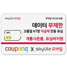 NFC유심-KT skylife모바일 유심비지원 사은품 알뜰폰 자급제 LTE/5G 갤럭시/Z플립/아이폰 15 사용가능 kt skylife 상품 리뷰