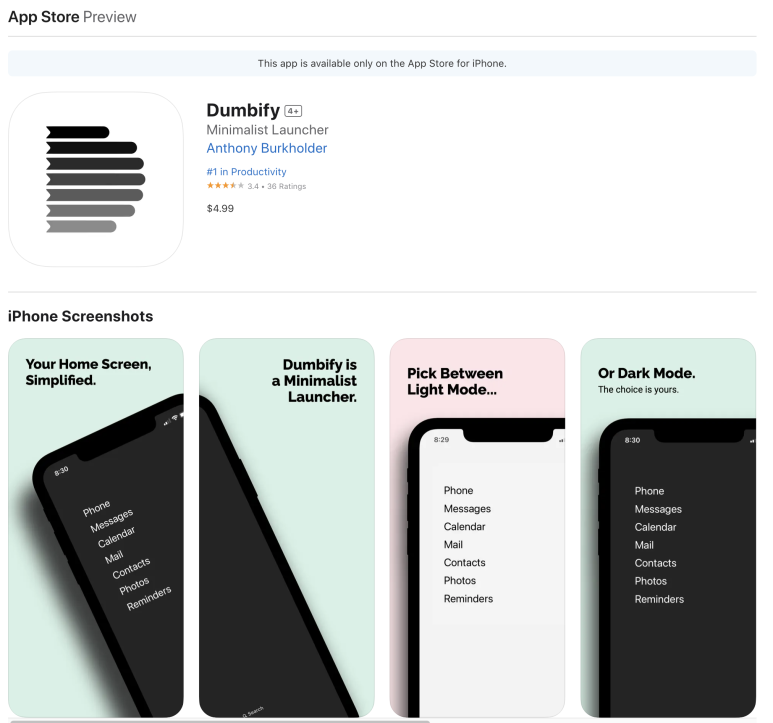 아이폰 미니멀리즘 앱의 끝판왕 [dumbify ; 덤비파이]