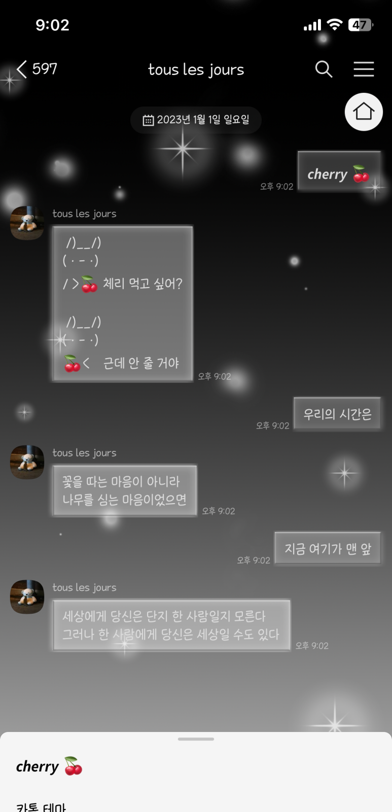 아이폰(ios) 카카오톡 테마 심플한 검정 분위기 테마(Ktheme)